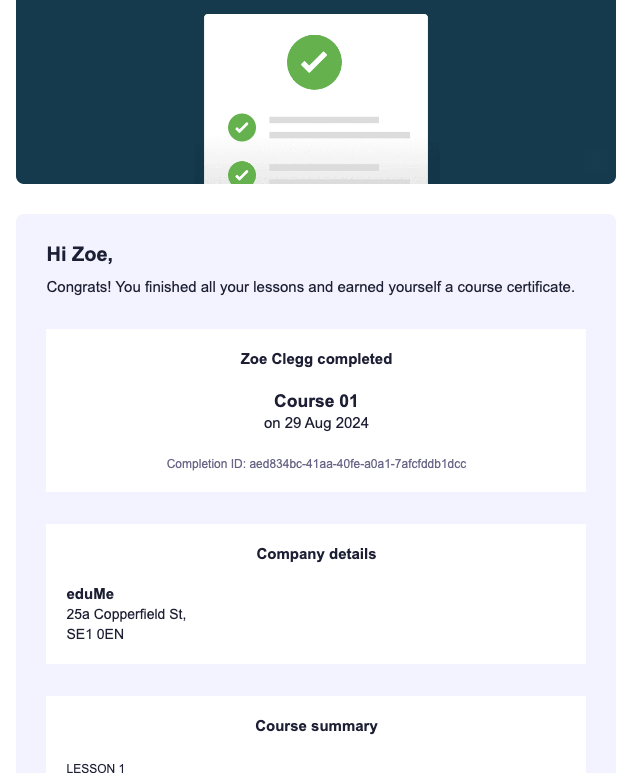 Course Completion Certificates