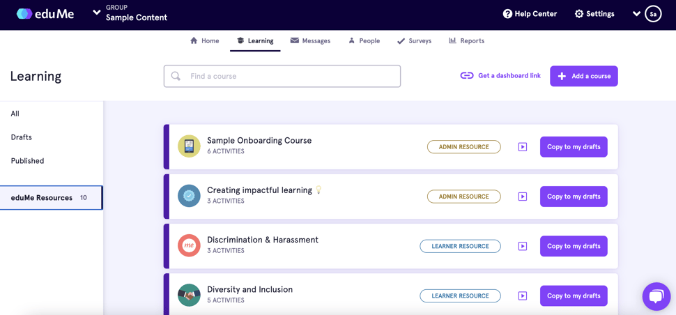 Creating Courses from Premade eduMe Resources (BETA)