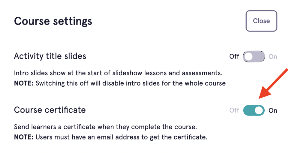 Course Completion Certificates